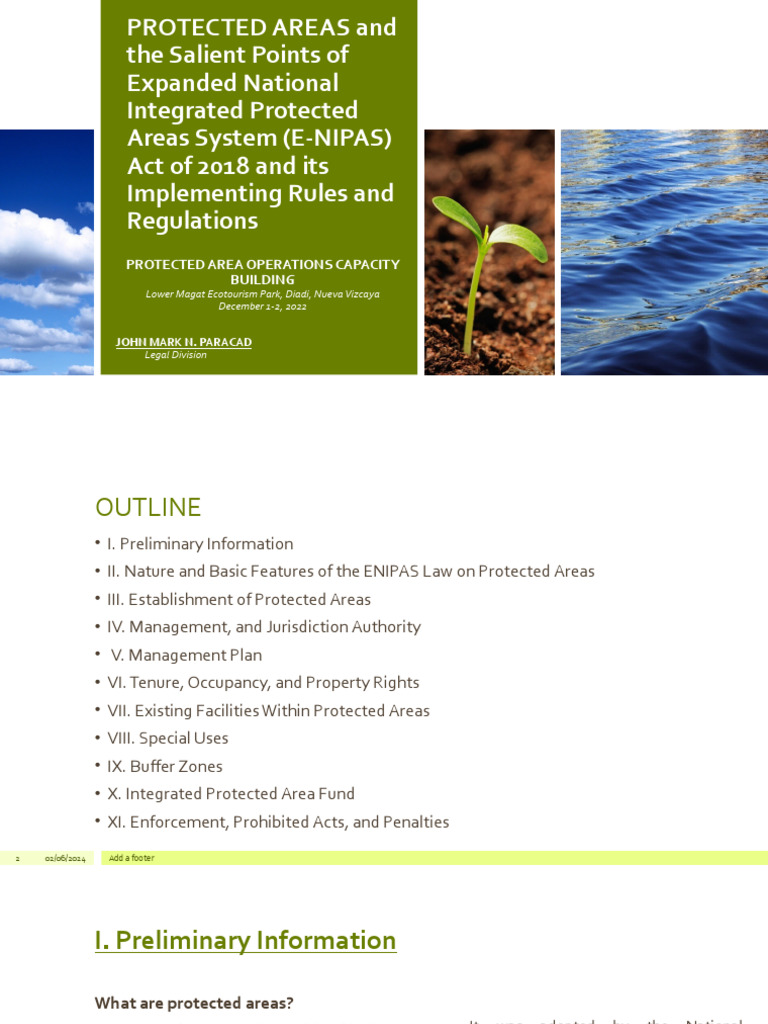 Lecture On PROTECTED AREAS and The Salient Points of ENIPAS and Its IRR ...
