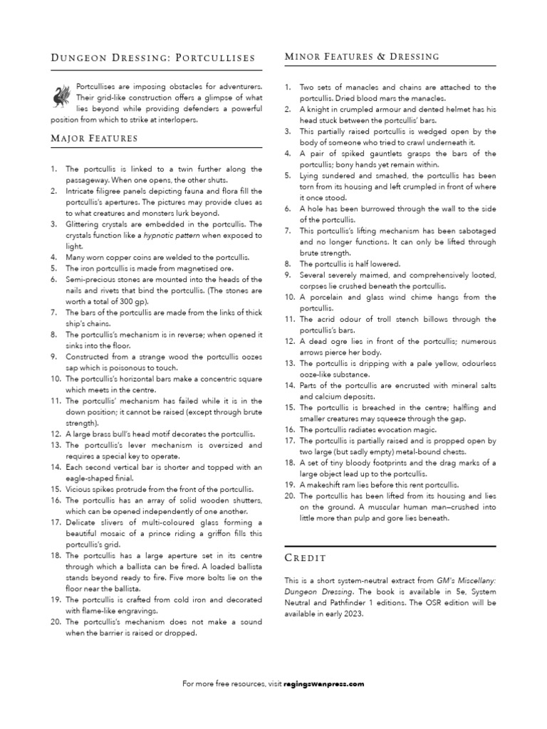 1P Dungeon Portcullises | PDF