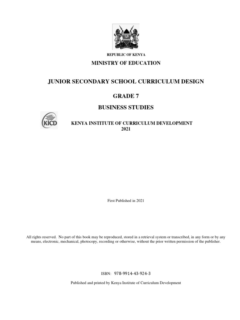 Grade 7 Business Studies Curriculum Guide | PDF | Curriculum | Learning