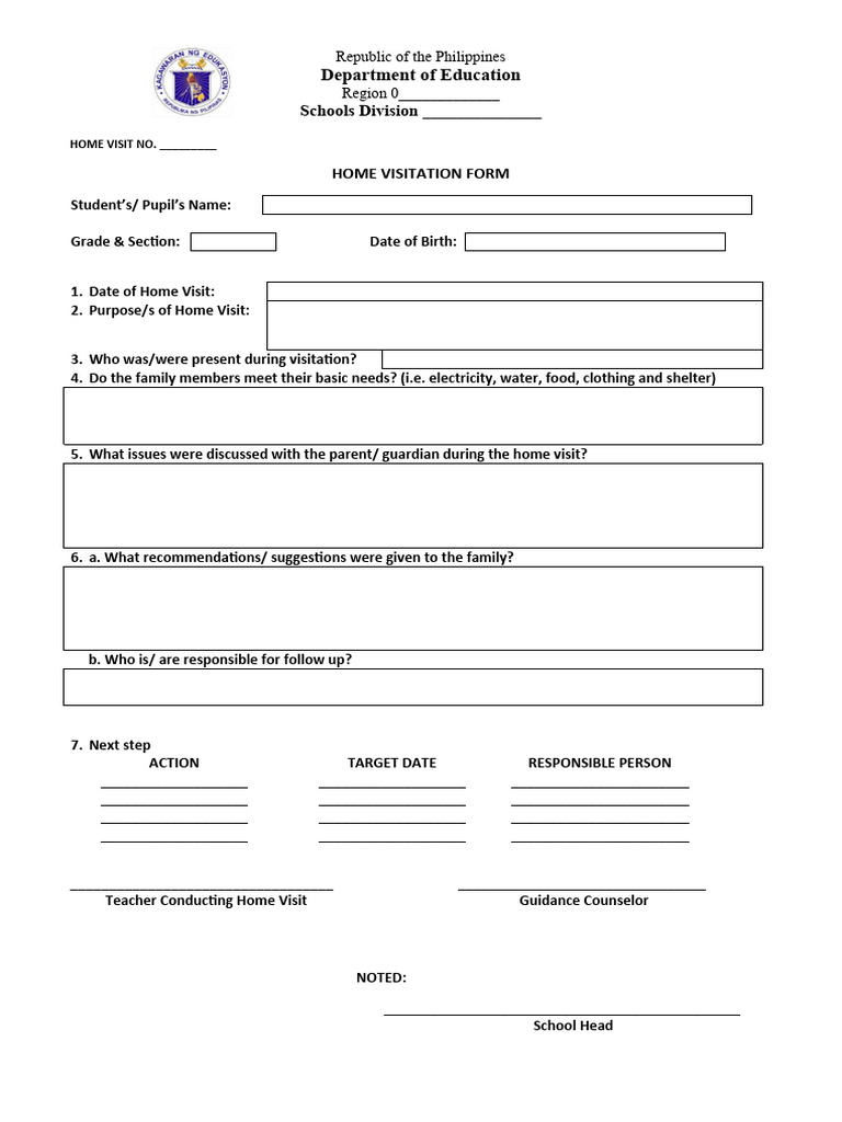 Home Visitation Form | PDF