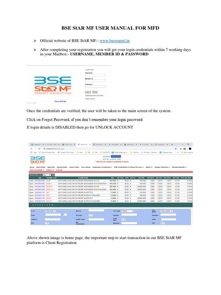 Bse Star MF User Manual For MFD | PDF | Cheque | Banking
