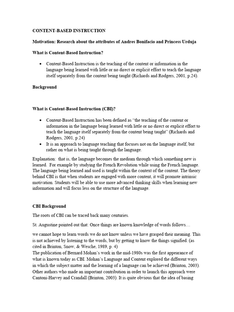 Understanding Content-Based Instruction | PDF | Learning | Cognition