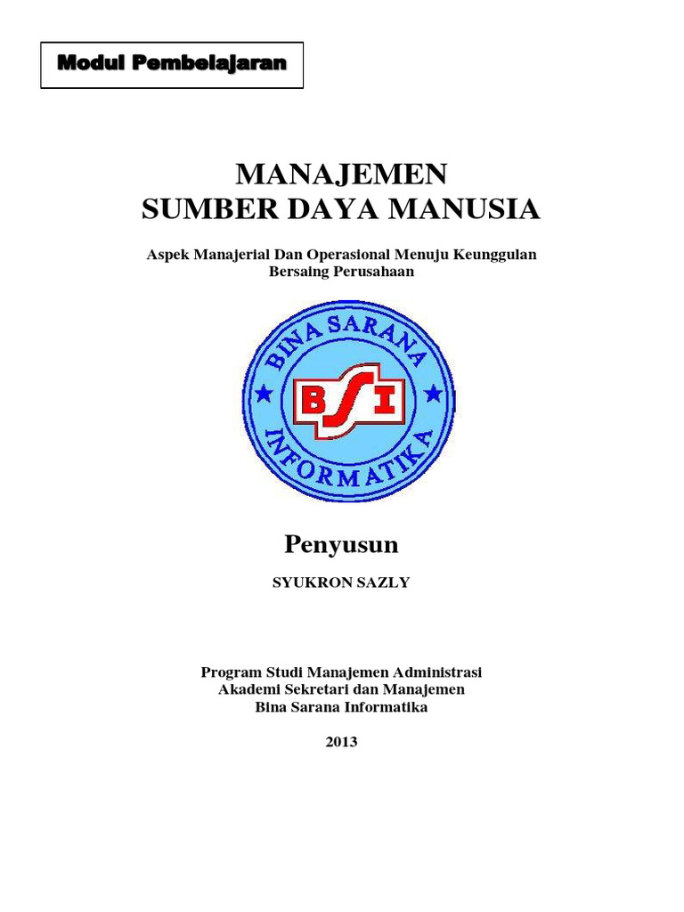 Modul MSDM Bsi Syukron Sazly | PDF | Karier & Perkembangan | Pengembangan Diri