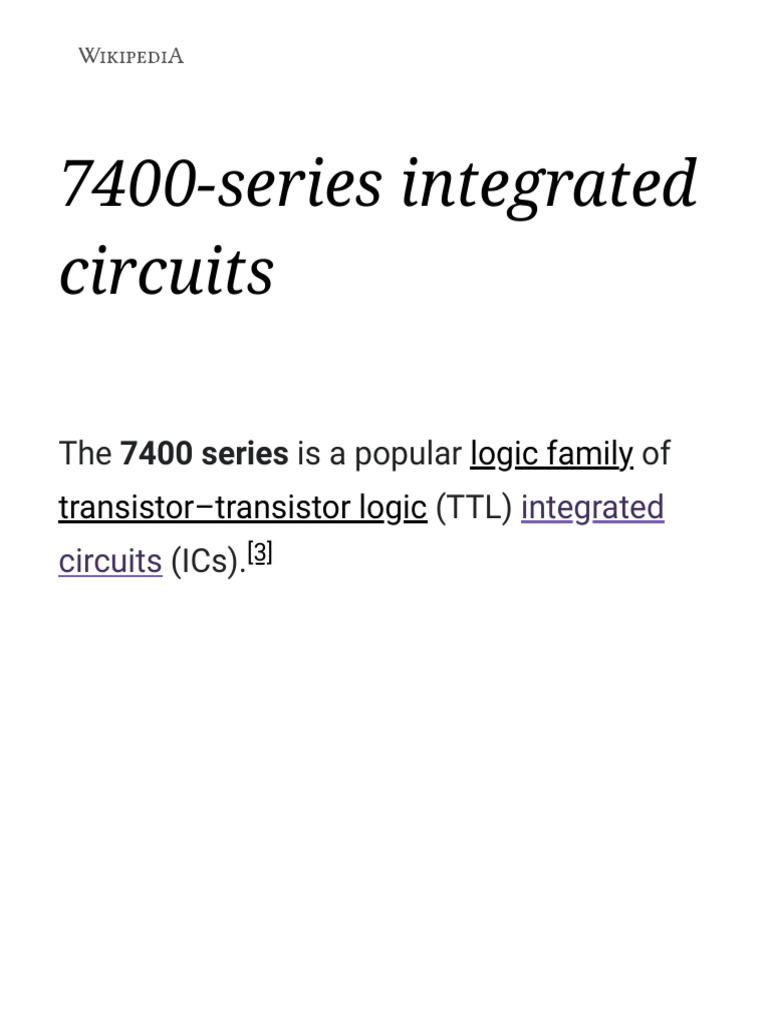 Overview of 7400 Series ICs | PDF | Information And Communications ...