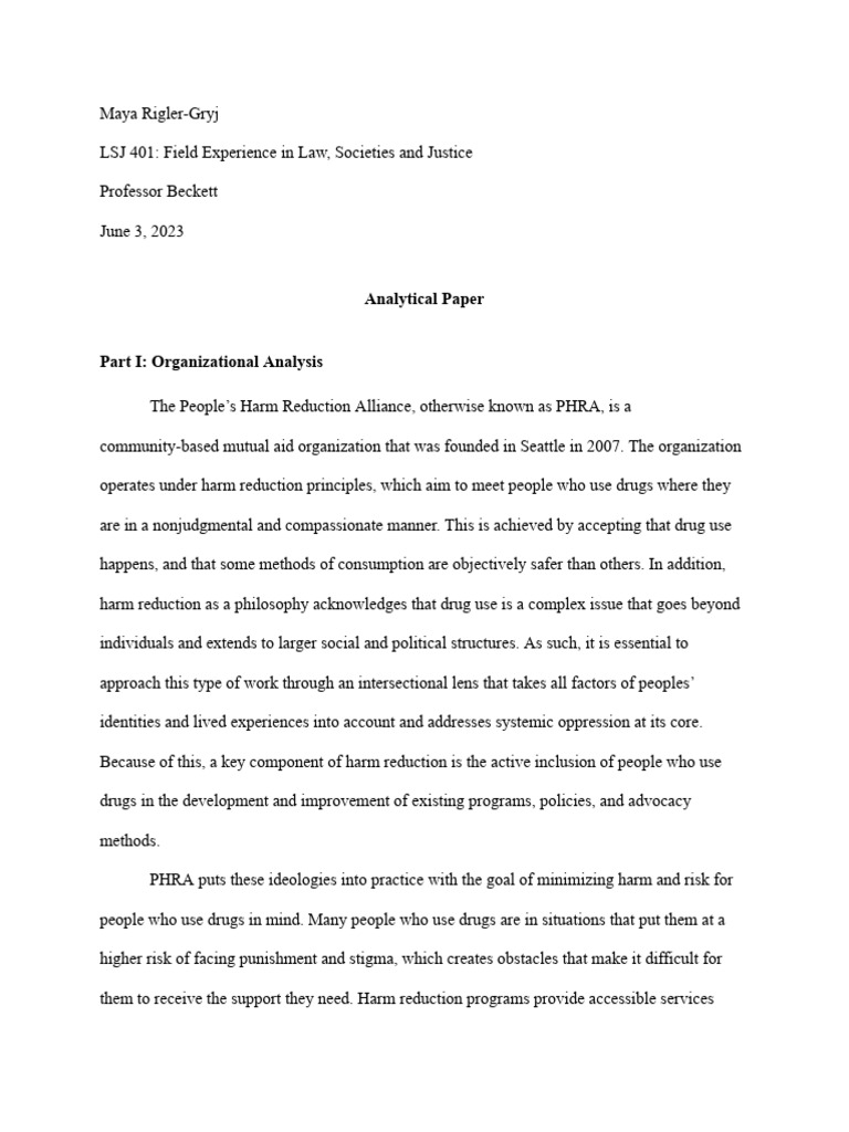 LSJ 401 Analytical Paper | PDF | Naloxone | Substance Abuse