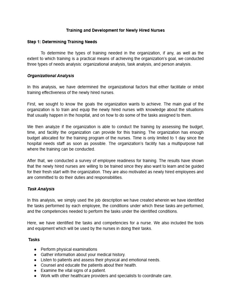 IOP - Training and Development (NURSE) | PDF | Nursing | Physical ...