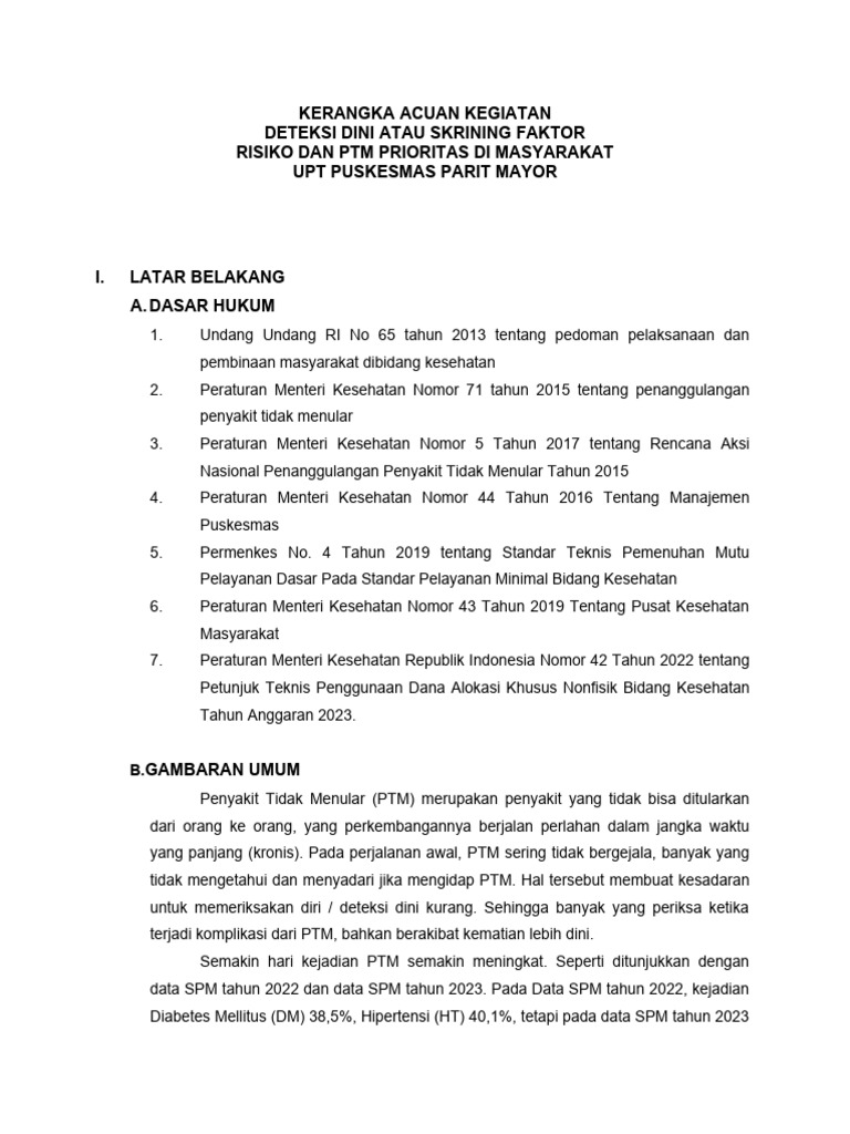 Kerangka Acuan Kegiatan Tahunan PTM 2024 | PDF