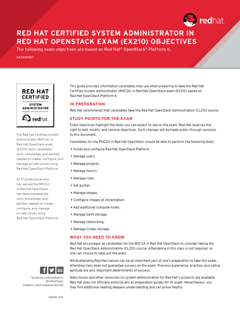 TR Cert Sysadmin Openstack Ex210 Inc0423649lw 201607 en | PDF | Open Stack | Red Hat