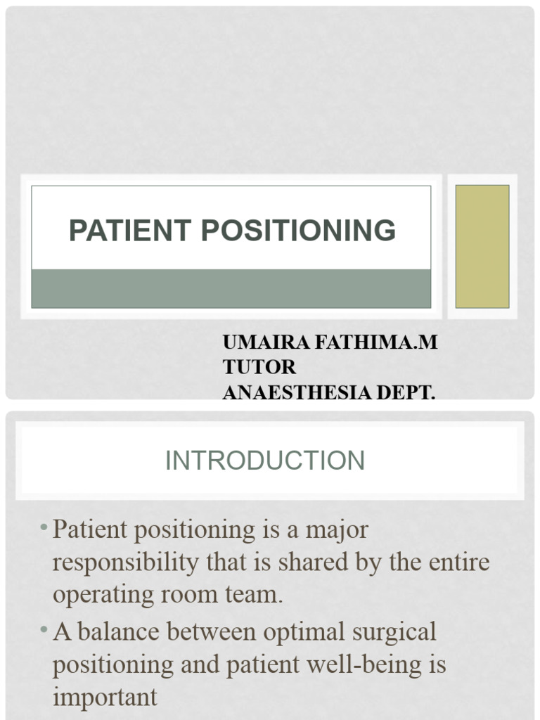 Patient Positioning | PDF | Vein | Anatomical Terms Of Motion