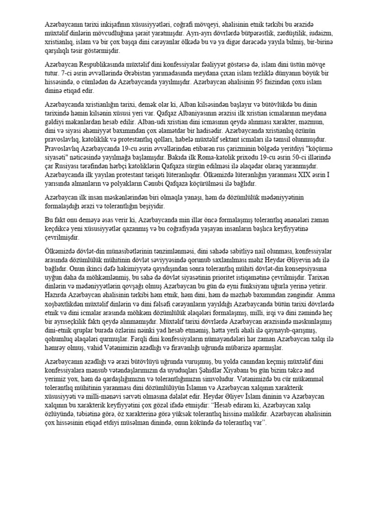Azərbaycanın Tarixi Inkişafının Xüsusiyyətləri Multi SƏRBƏST | PDF