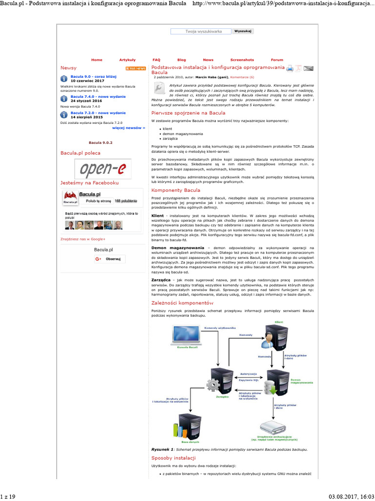 BACULA - Podstawowa Instalacja I Konfiguracja Oprogramowania | PDF