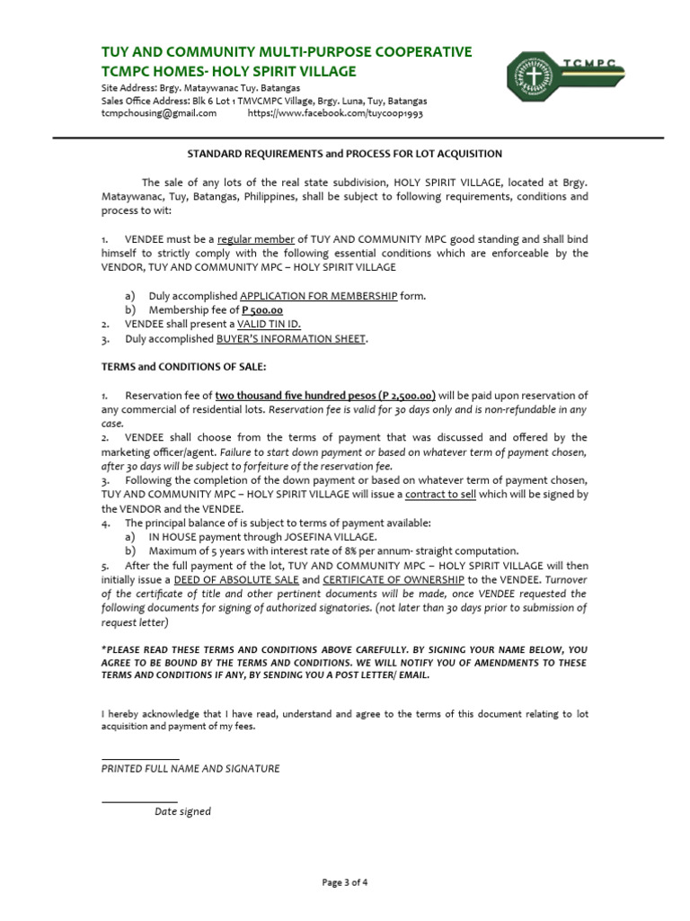 STANDARD-REQUIREMENTS-and-PROCESS-FOR-LOT-ACQUISITION - PH 3 | PDF ...