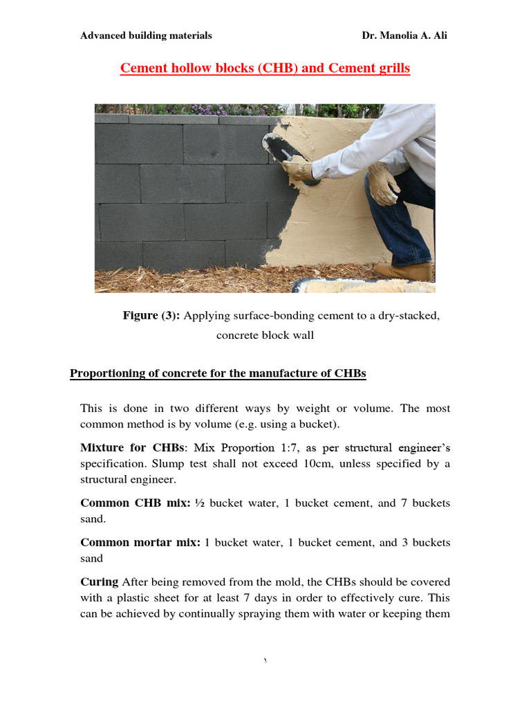CHB Mixtures and Applications Guide | PDF | Concrete | Mortar (Masonry)