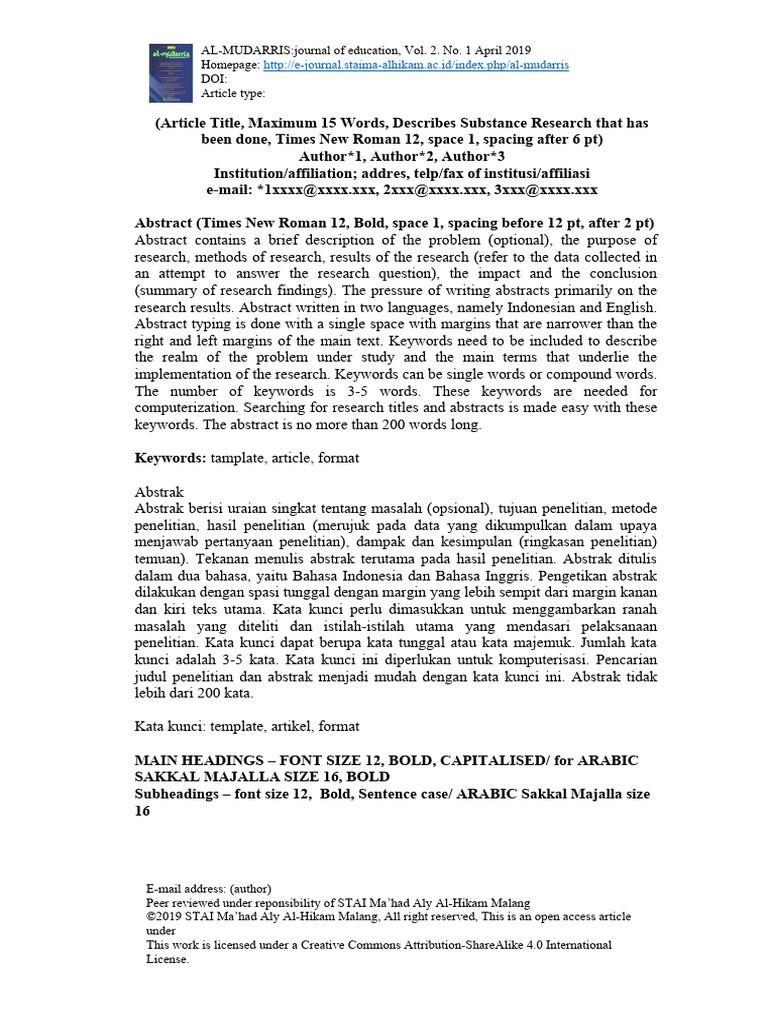 Tamplate Jurnal Al Mudarris New | PDF | Science & Mathematics