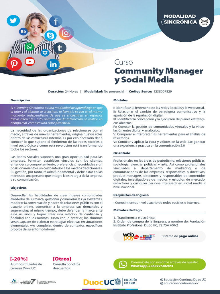 Brochure Community Manager Pdf Servicio De Redes Sociales