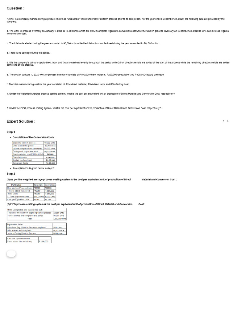 Problem 1 Process Costing | PDF