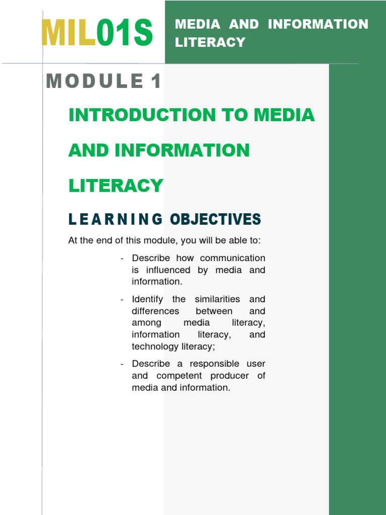 Module 1 Introduction To Media and Information Literacy | PDF ...