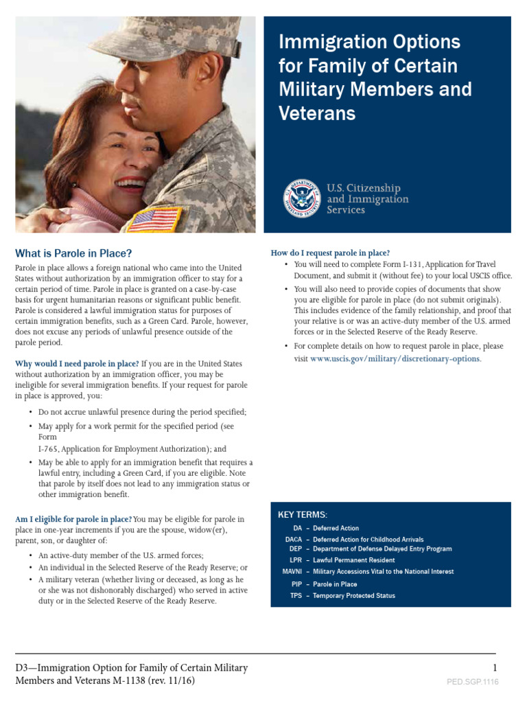 Brochure-Immigration Options For Family of Certain Military Members and ...