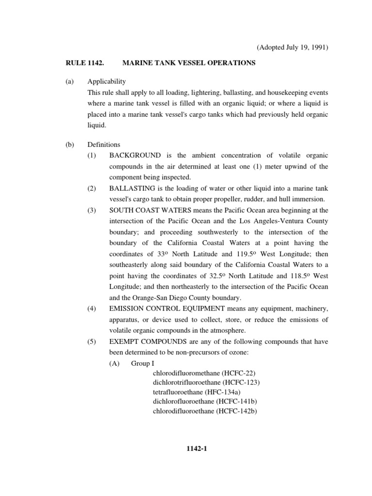 RULE 1142. Marine Tank Vessel Operations | PDF | United States ...