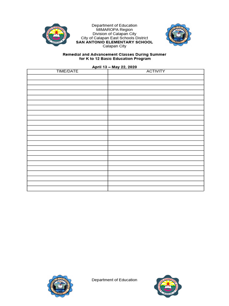 Summer Remedial Reading Program 2020 | PDF | Learning | Cognition