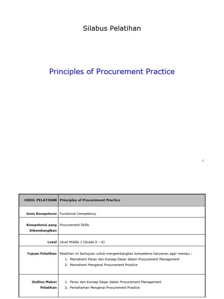 Middle Principles of Procurement Practice | PDF