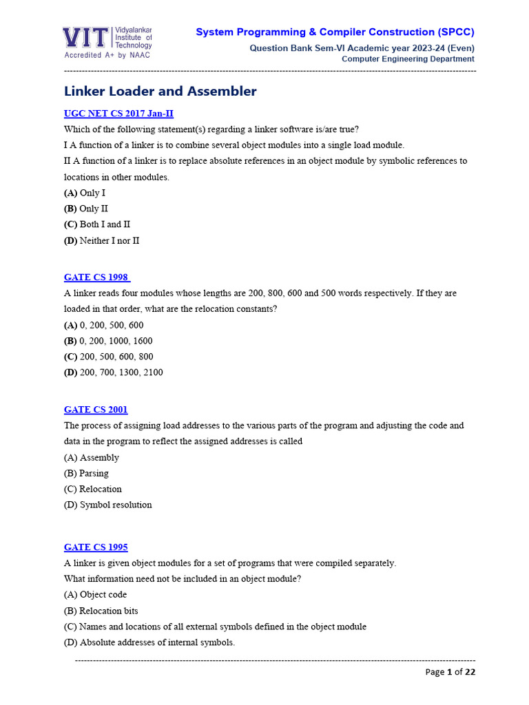 SPCC GATE Question For Practice | PDF | Parsing | Computer Engineering