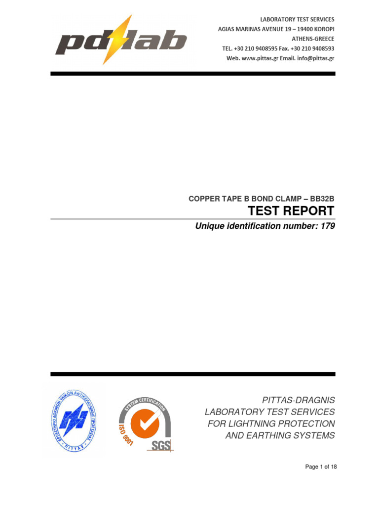 Copper Tape B Bond Clamp Test Report | PDF | Sodium Chloride | Physical ...