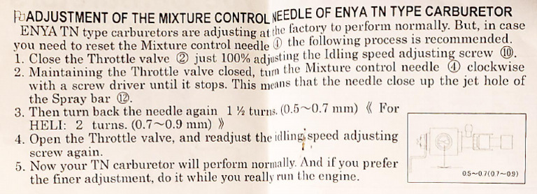 Enya 50xc TN Carb Instructions | PDF