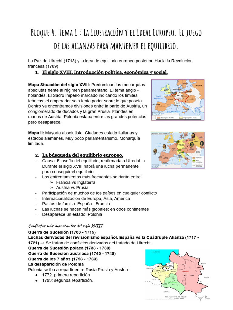 Bloque 4. Tema 1. La Ilustración y El Ideal Europeo. | PDF | Era de iluminacion | Contrato social
