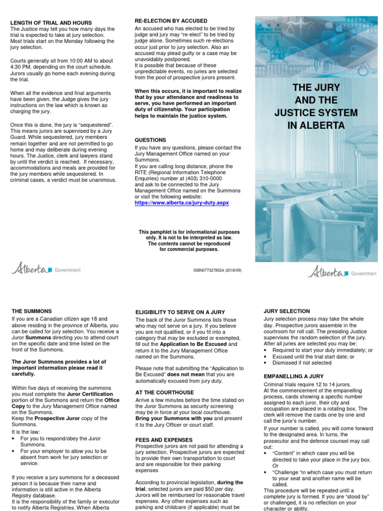 The Jury and The Justice System in Alberta Final August 29 2018 | PDF ...