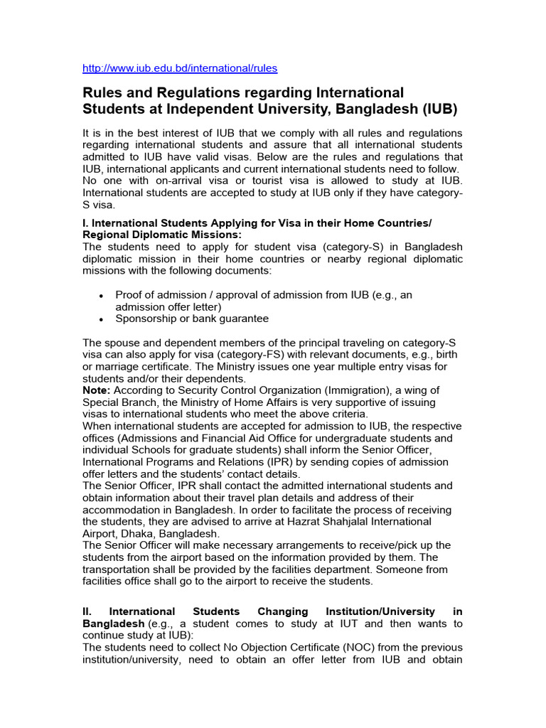 IUB Information | PDF | Travel Visa | International Law