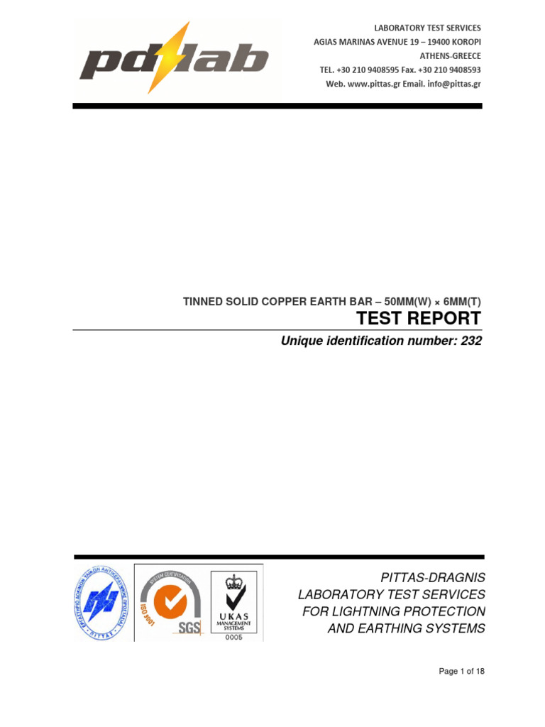 Test Report 232 - Tinned Solid Copper Earth Bar - 50mm (W) X 6mm (T ...