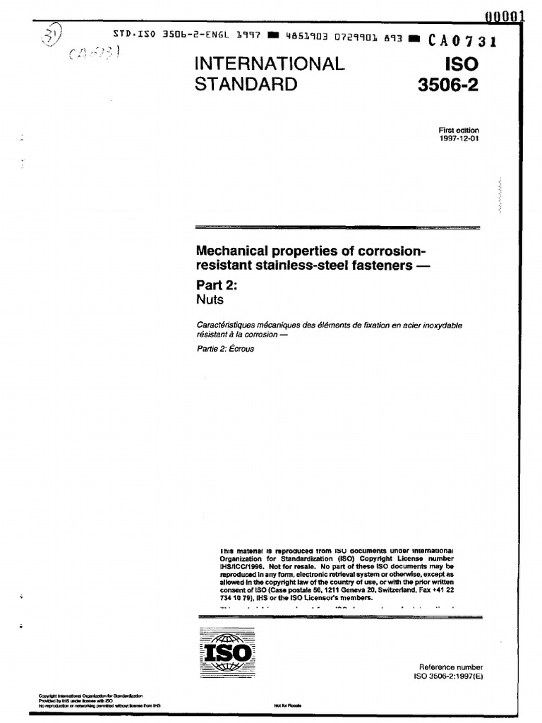 Iso 3506-2-1997 | PDF