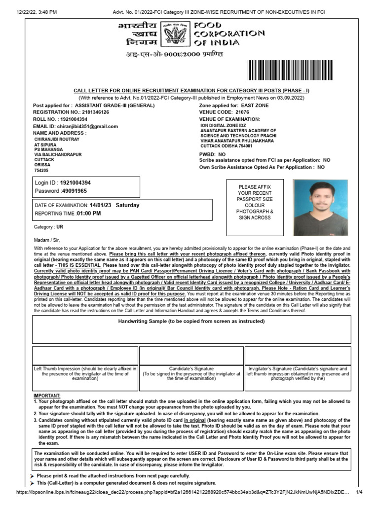 Chiru FCI | PDF | Identity Document