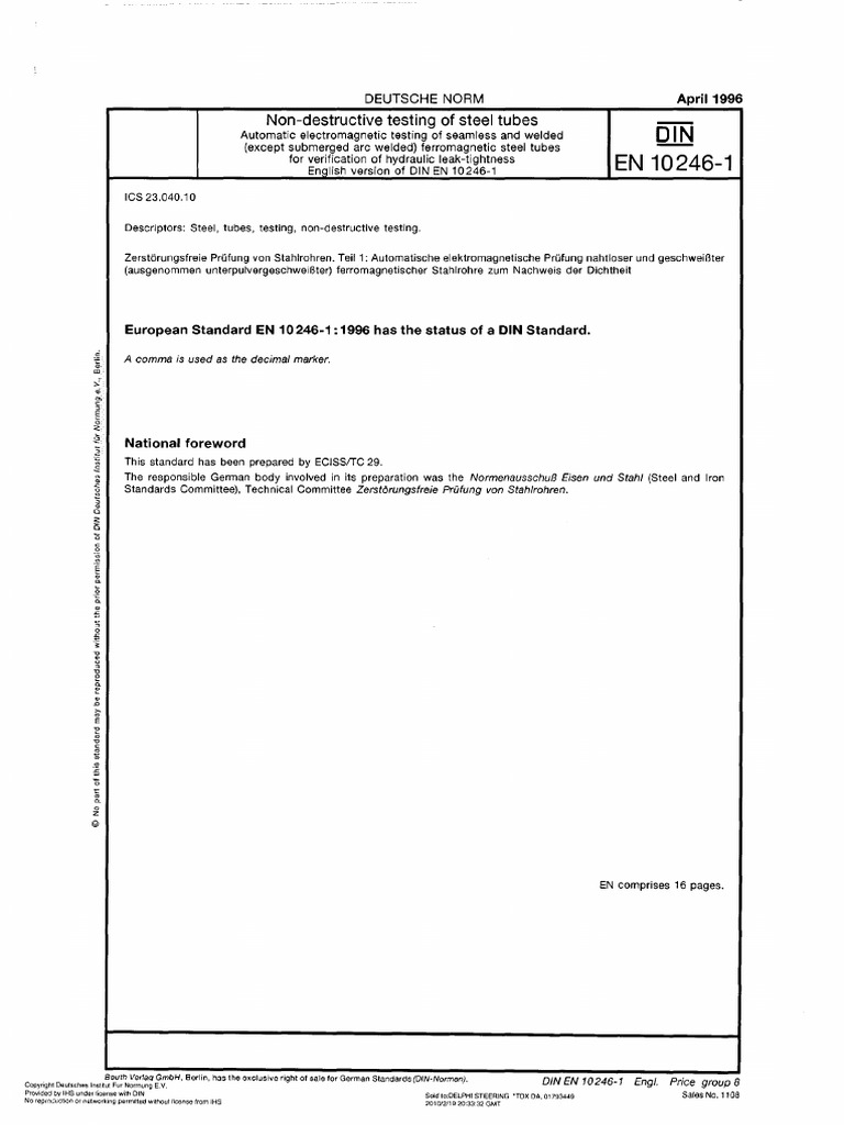 Din en 10246-1 - April 1996 | PDF