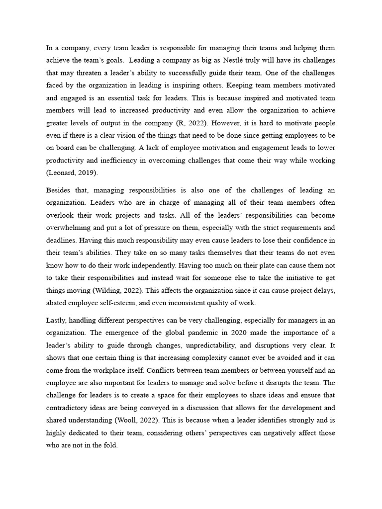 Mgt400 Group Assignment 2 - Leading | PDF | Cognition | Psychological ...