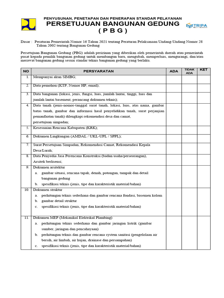 Persyaratan PBG dan SLF Gedung | PDF