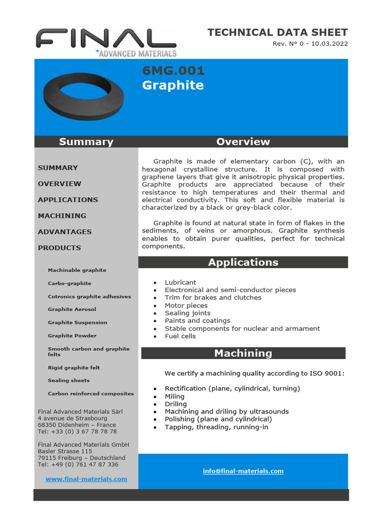6MG.001 FINAL Advanced Materials - Graphite | PDF | Graphite | Friction