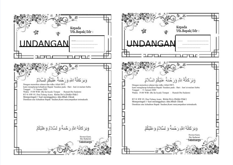 PDF Undangan Dzikir Fida 2 | PDF