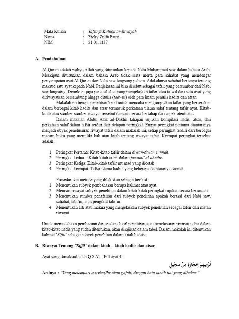 Riwayat Sijjil Dalam Kitab Hadits | PDF