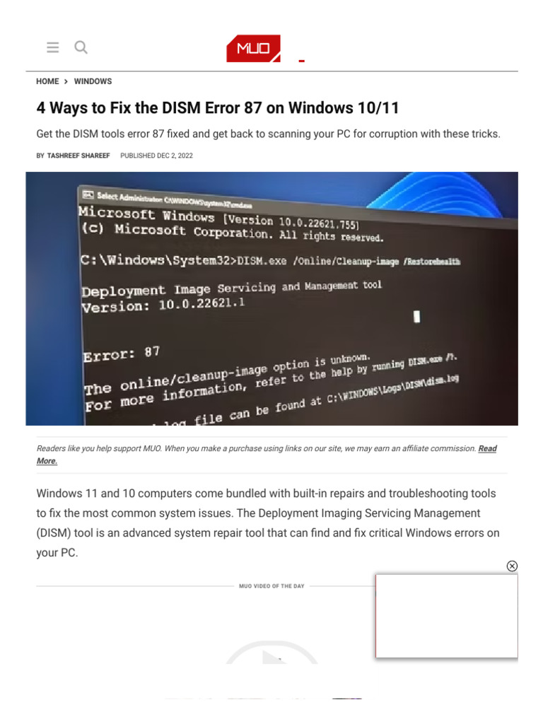 Fixing DISM Error 87 on Windows 10/11 | PDF | Computer File | Command ...