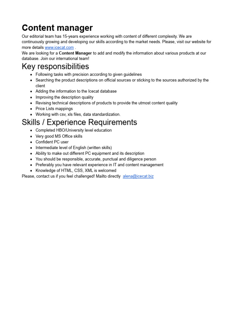Content Manager | PDF | Business | Computers