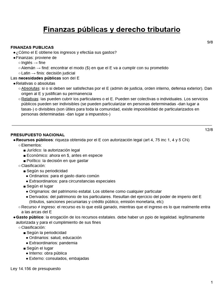 Resumen Tributario 1 | PDF | Impuestos | Balance presupuestario del gobierno