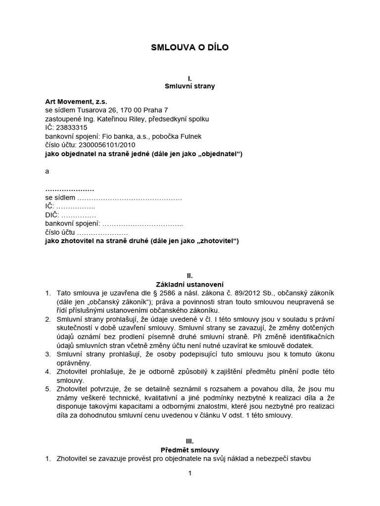 Smlouva o Dilo - Stavebni Prace | PDF