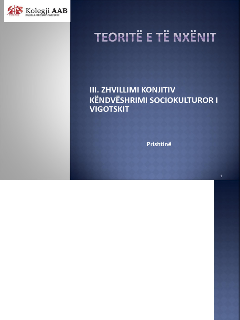 Teoritë E Të Nxënit: Iii. Zhvillimi Konjitiv Këndvëshrimi Sociokulturor ...