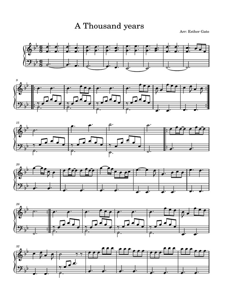 A Thousand Years Piano Arrangement | PDF