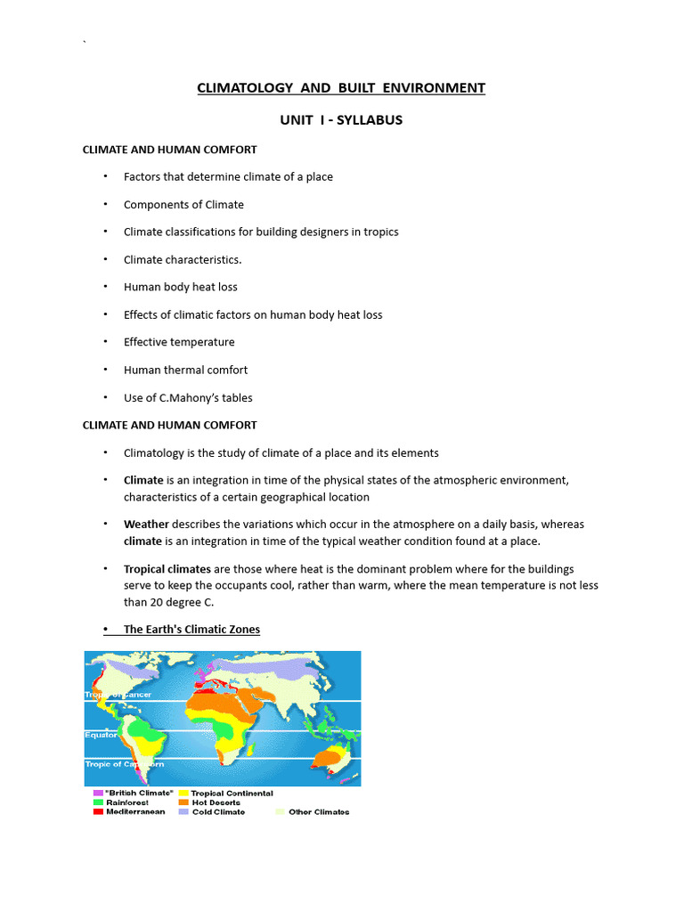 3 Climate Full Notes - 1to5units | PDF | Thermal Conduction | Heat Transfer