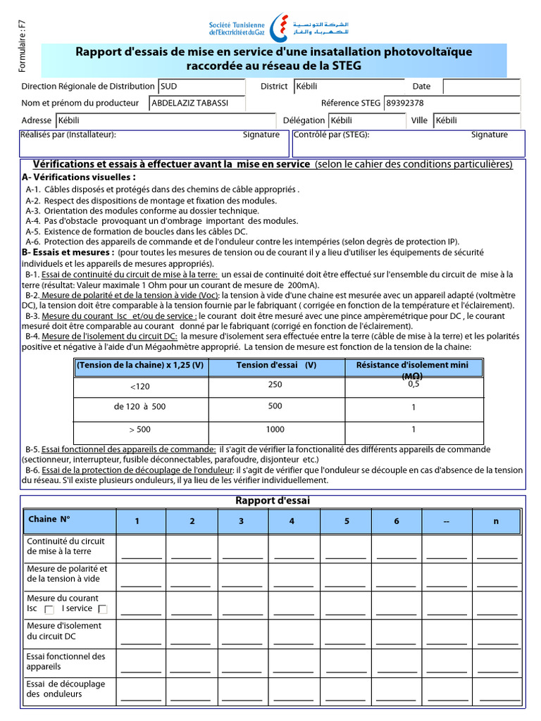 Rapport d'essai photovoltaïque STEG | PDF | Onduleur | Électrotechnique