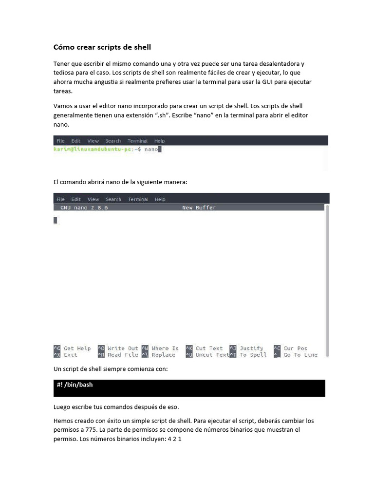 Cómo Crear Scripts de Shell | PDF | Lenguaje de escritura | Archivo de computadora