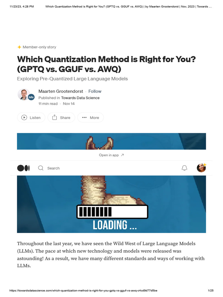 Which Quantization Method Is Right For You - (GPTQ vs. GGUF vs. AWQ) - by Maarten Grootendorst ...